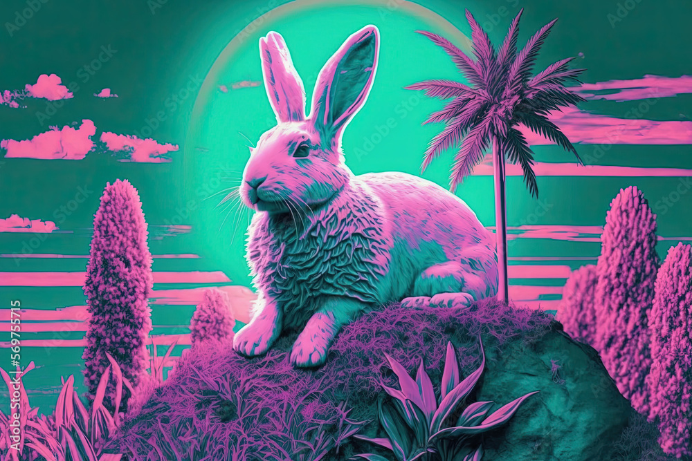 Marijuana Easter vaporwave - AI Generated Stock Illustration | Adobe Stock