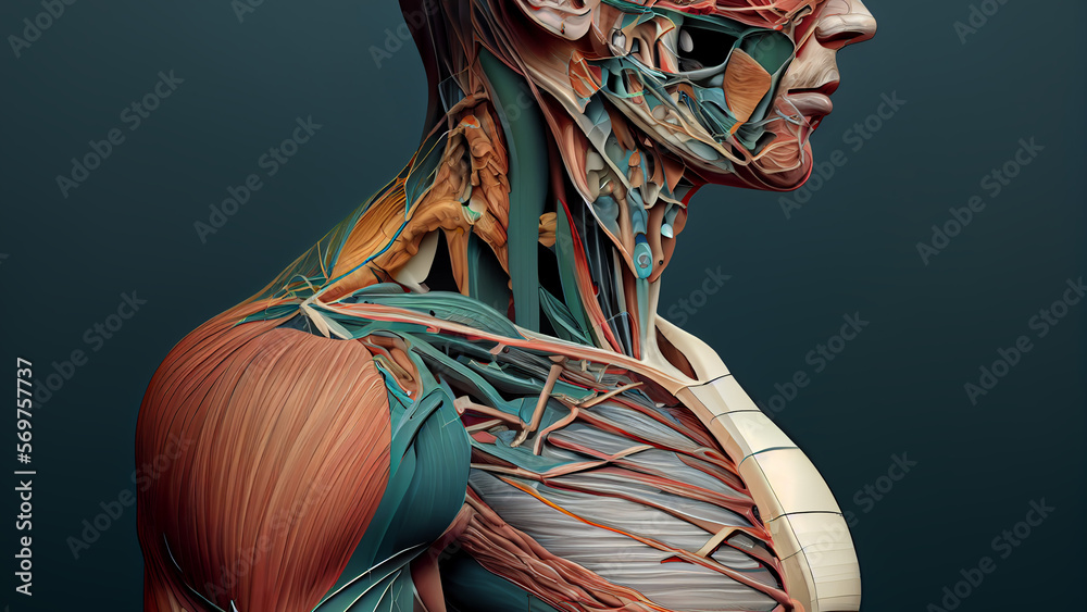 Human Anatomy - Muscles and Nervous System. 3D Illustration. created by ...