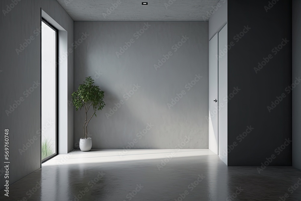 abstract blank wall simple interior with natural lighting. white grey ...