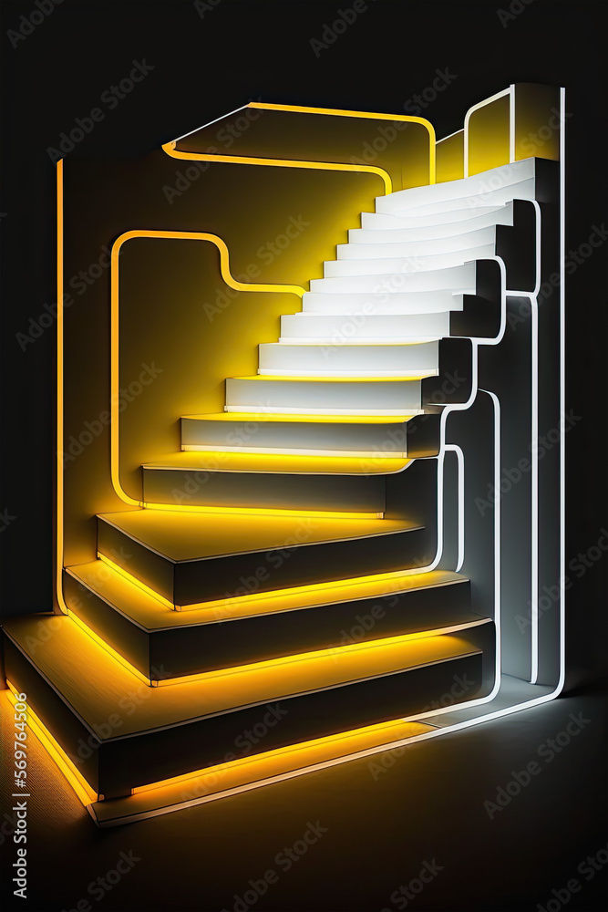 Light up neon event entrance with light-up steps, metal, architecture ...