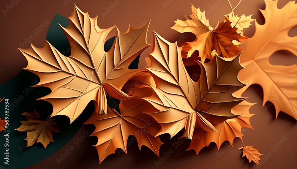 maple leaves 3d background texture for presentation design template ...