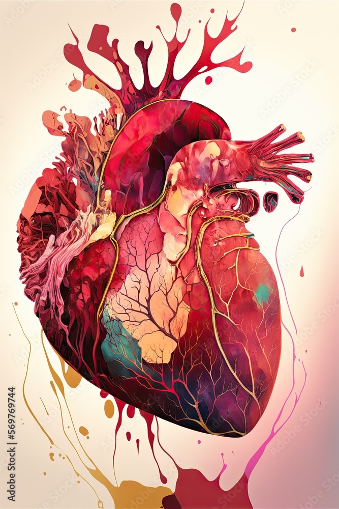 Anatomy human organ heart anatomy illustration. Hand drawn art ...