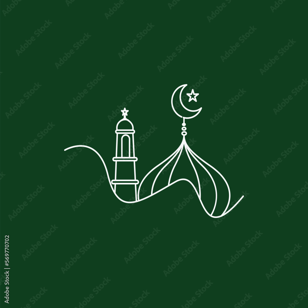 Islamic makkah madina dargah vector sketch with green background Stock ...