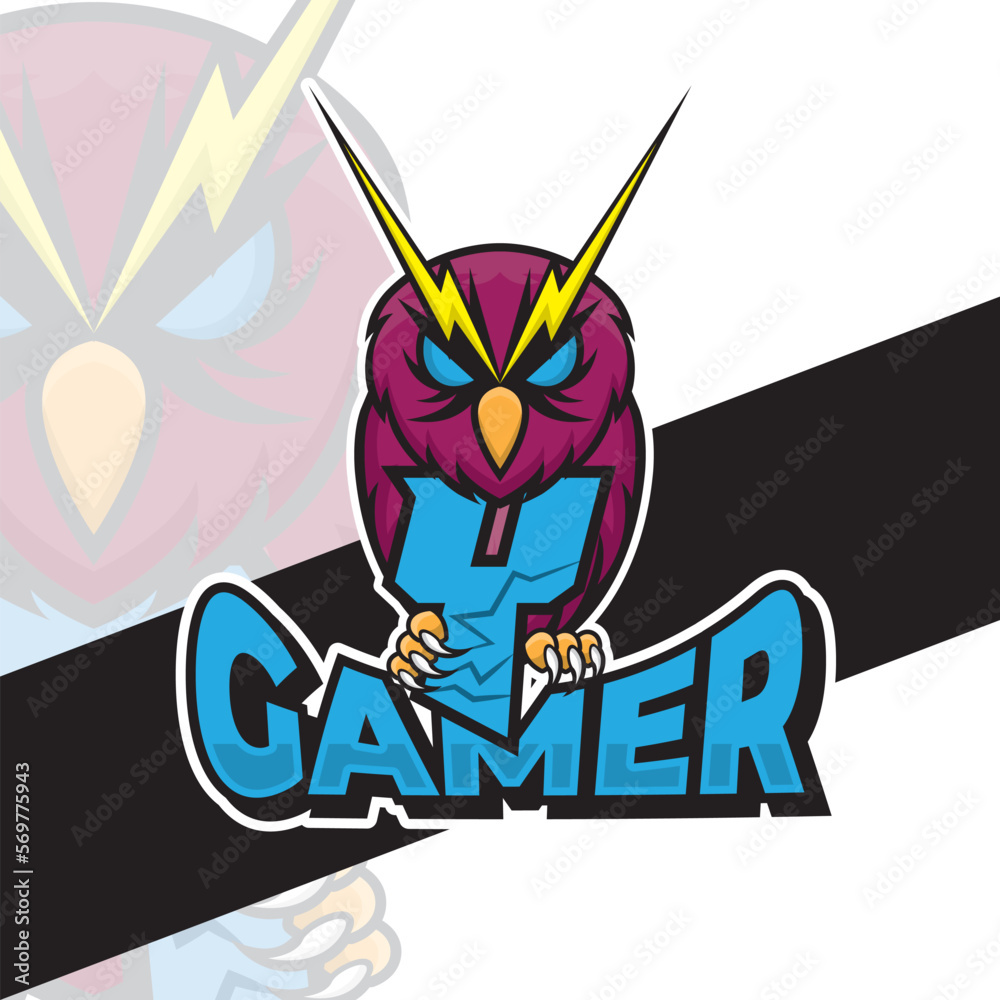 Letter Y logo with owl mascot esport logo design, night bird ...