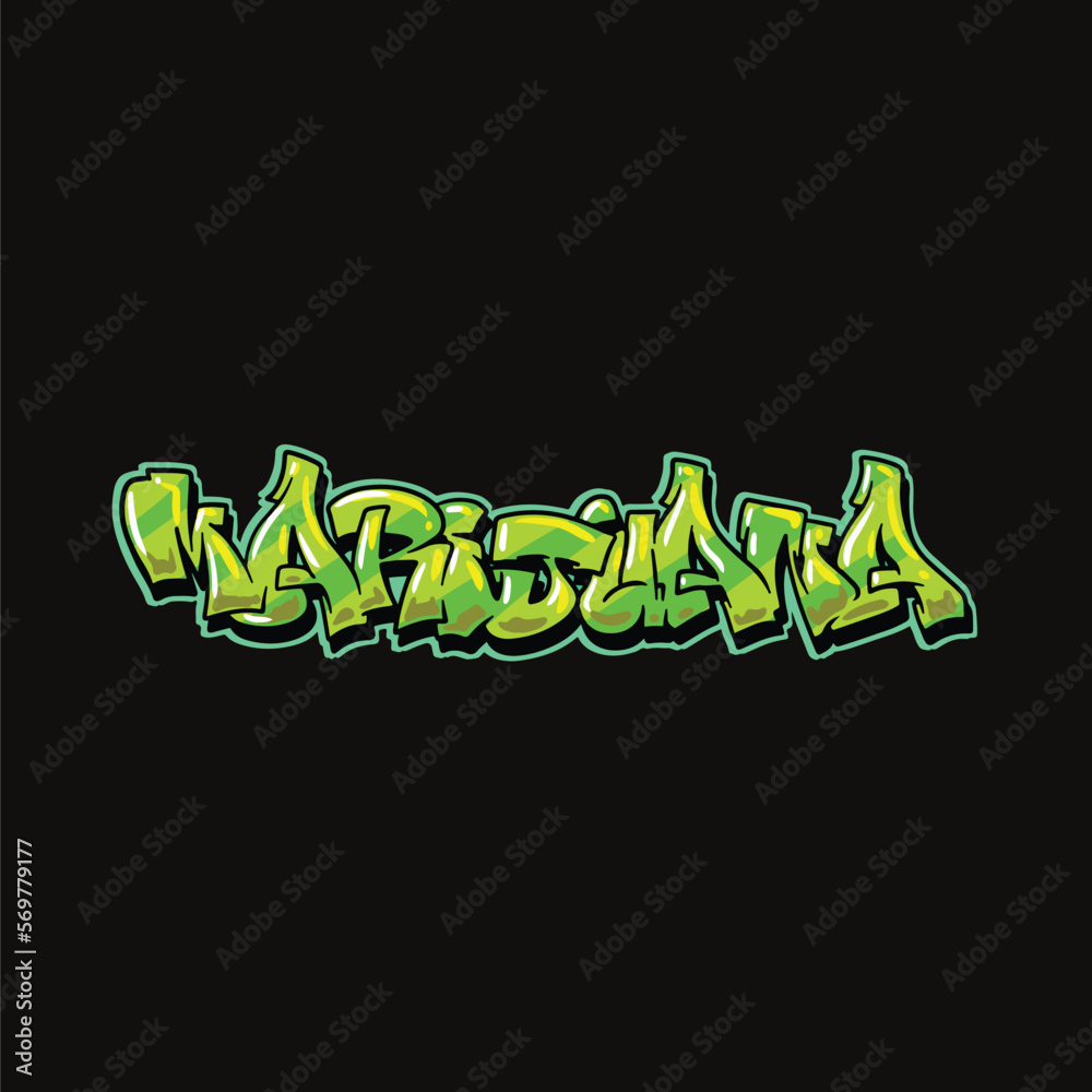 marijuana graffiti font word street art weed vector tagging Stock ...