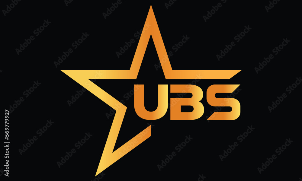 UBS golden luxury star icon three letter logo design vector template ...