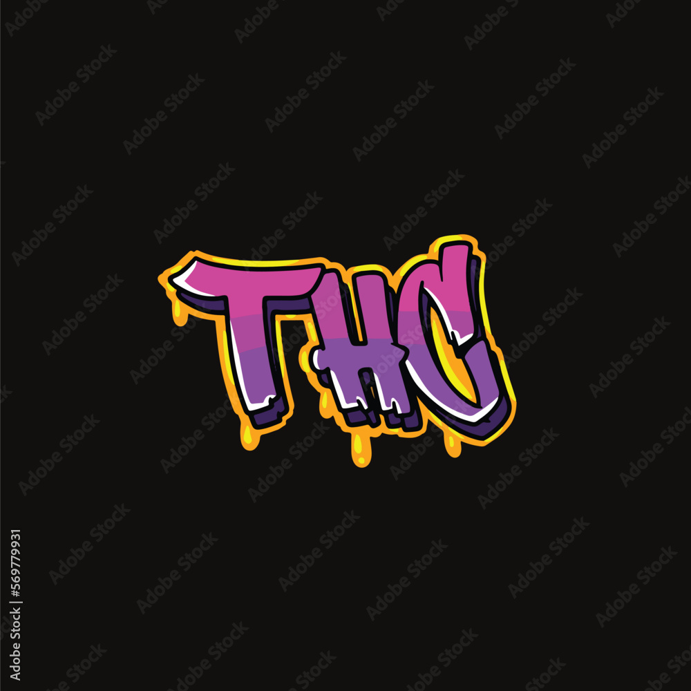 Vetor de thc graffiti font word street art weed vector tagging do Stock ...
