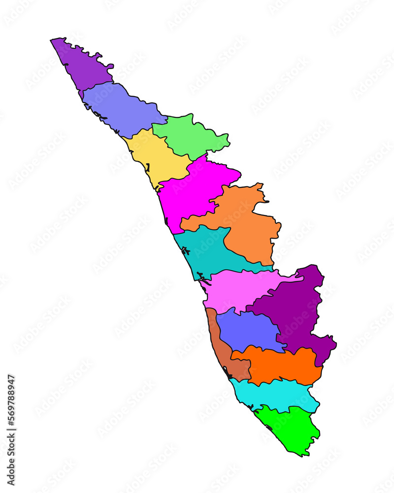 High resolution transparent political outline map of South Indian state ...