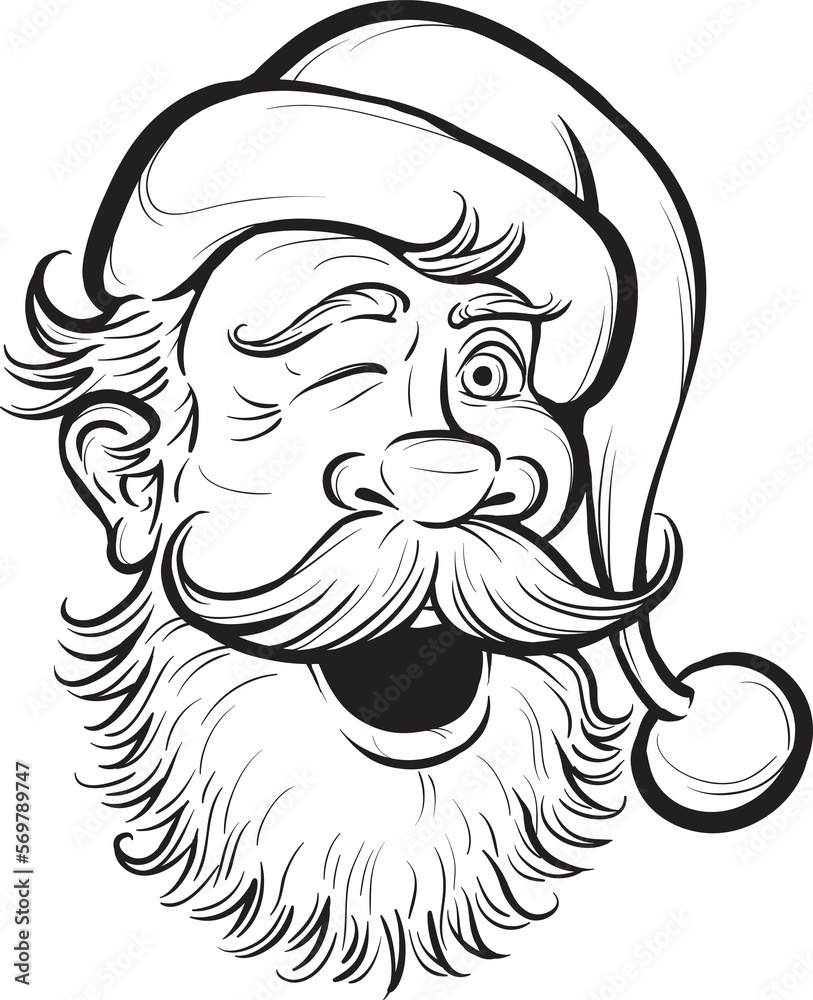 Christmas coloring page with Santa Claus - PNG image with transparent ...