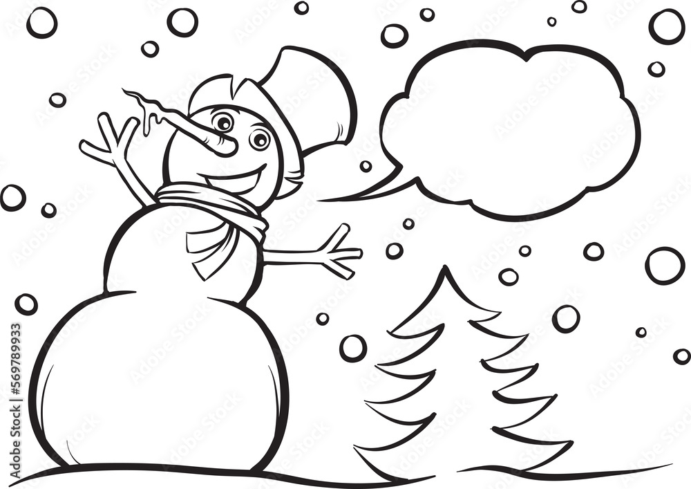 Coloring Book Christmas Snowman - PNG image with transparent background ...