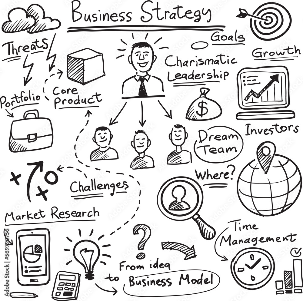 whiteboard business strategy vector template - PNG image with ...
