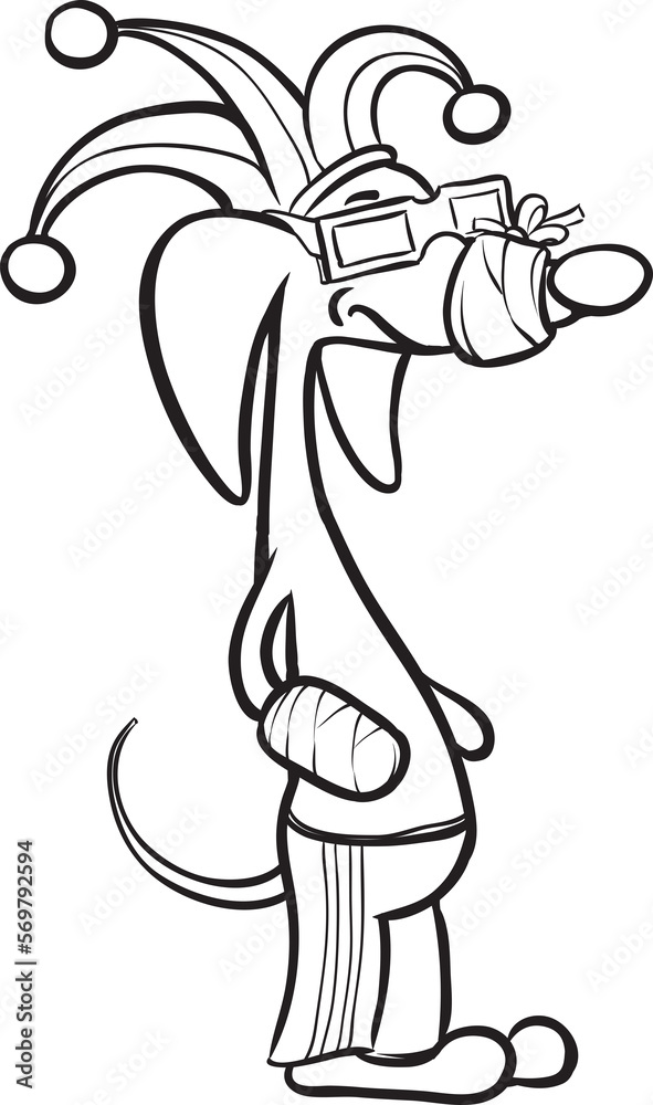 whiteboard drawing cartoon dog character in clown hat - PNG image with ...