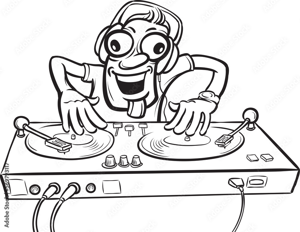 whiteboard drawing cartoon party DJ - PNG image with transparent ...