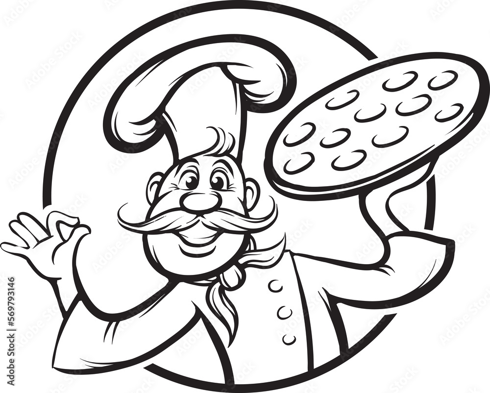 whiteboard drawing cartoon pizza chef mascot - PNG image with ...