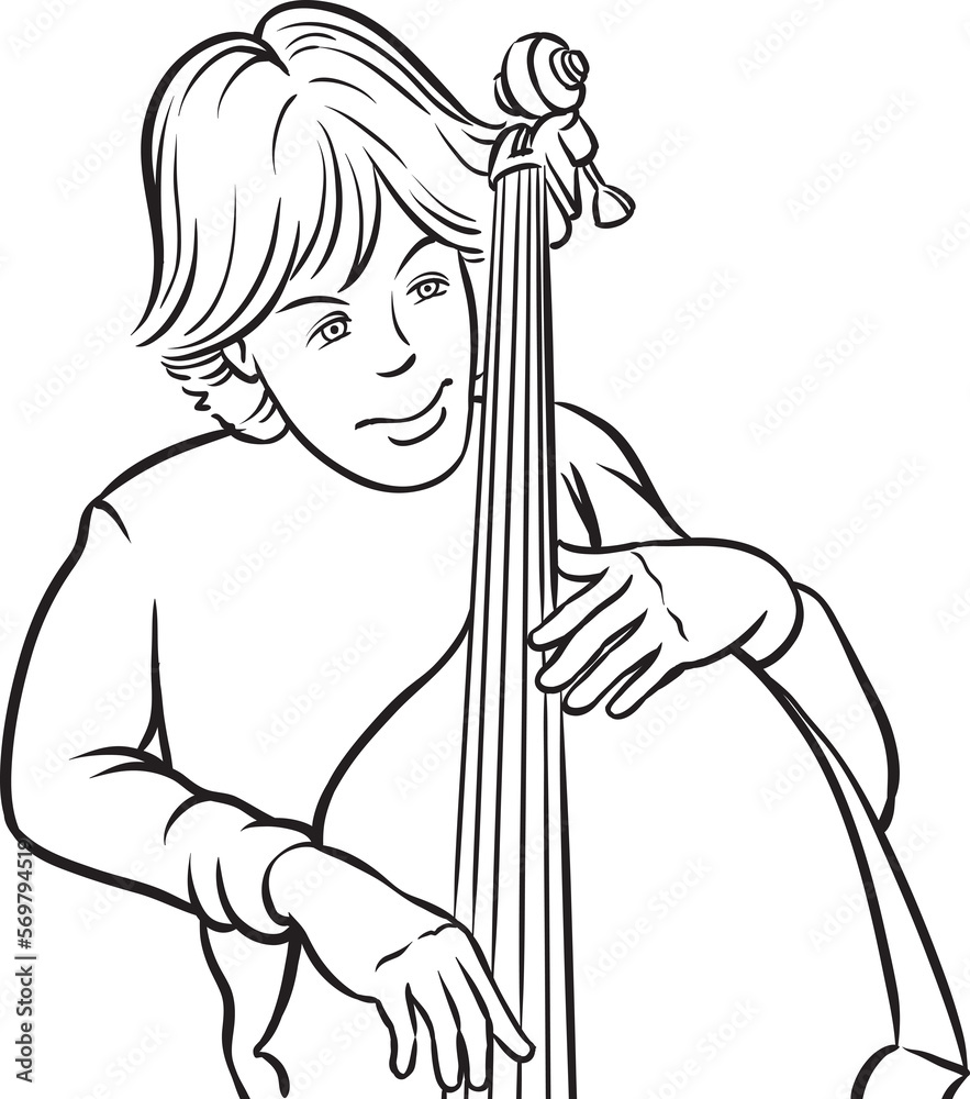 whiteboard drawing double bass player - PNG image with transparent ...