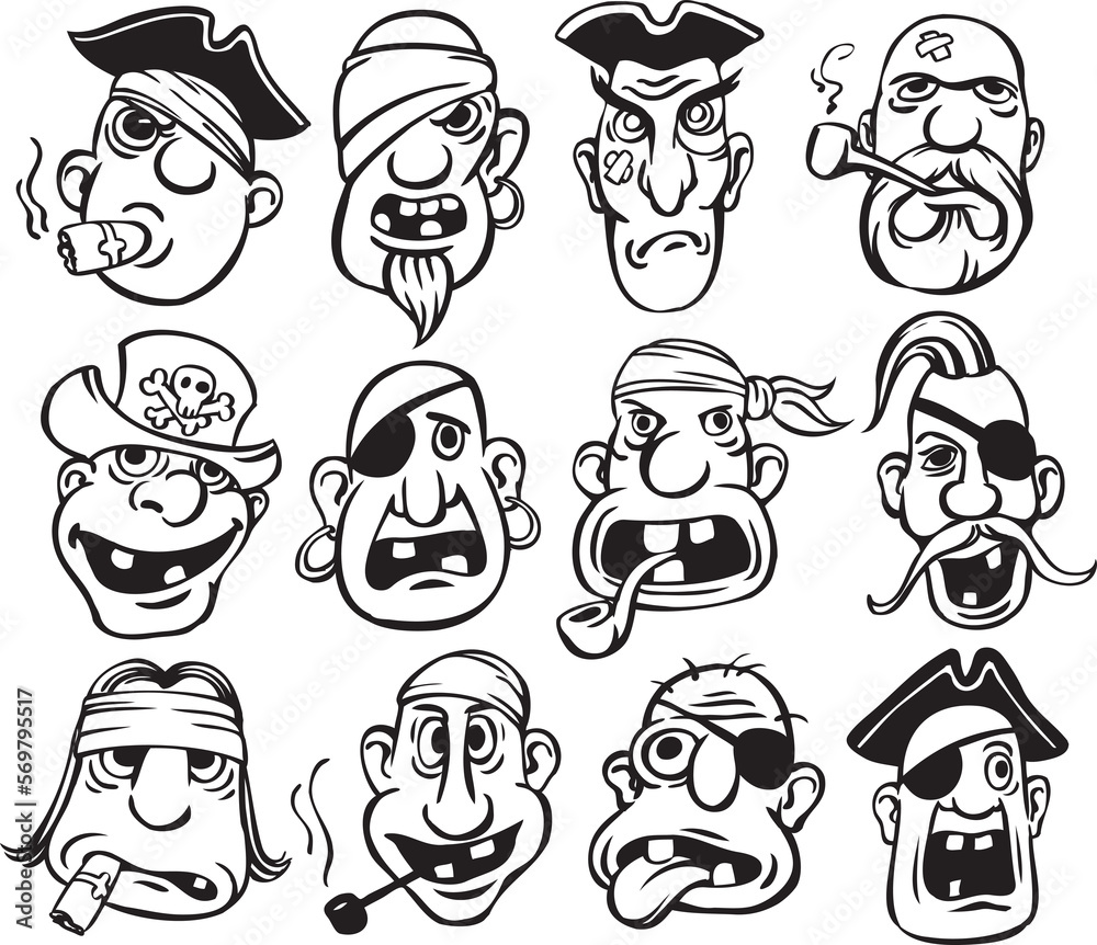 whiteboard drawing pirate faces collection - PNG image with transparent ...