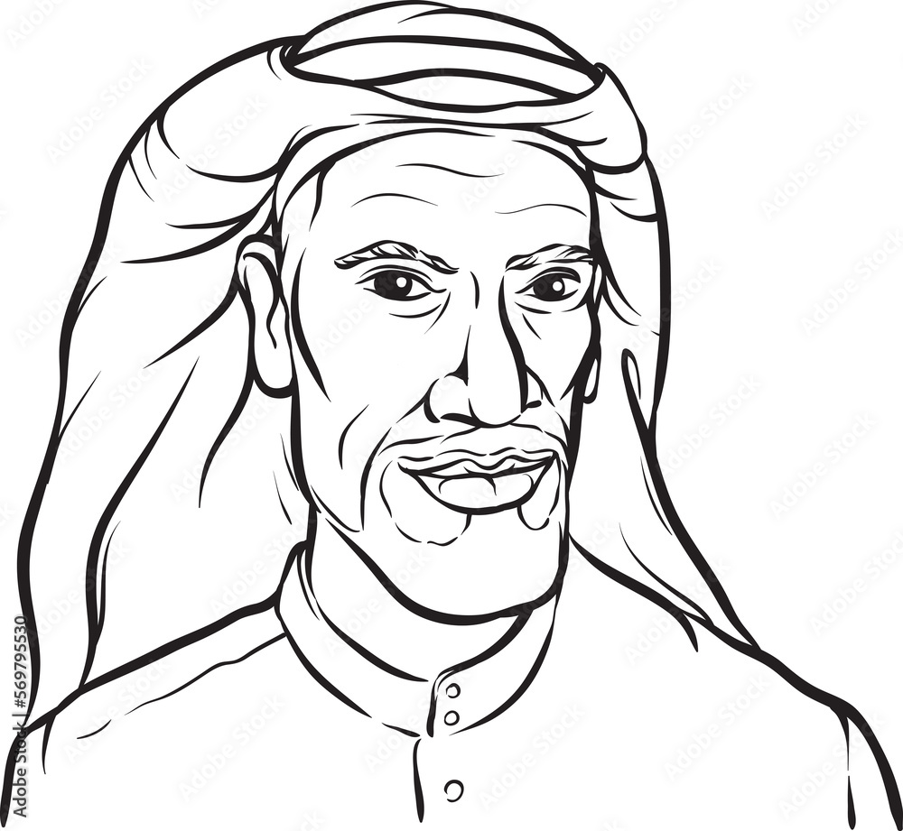 whiteboard drawing portrait of a smiling arab - PNG image with ...