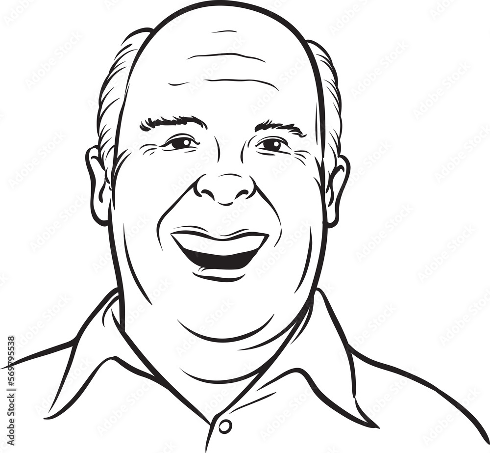 whiteboard drawing portrait of a smiling bald man - PNG image with ...