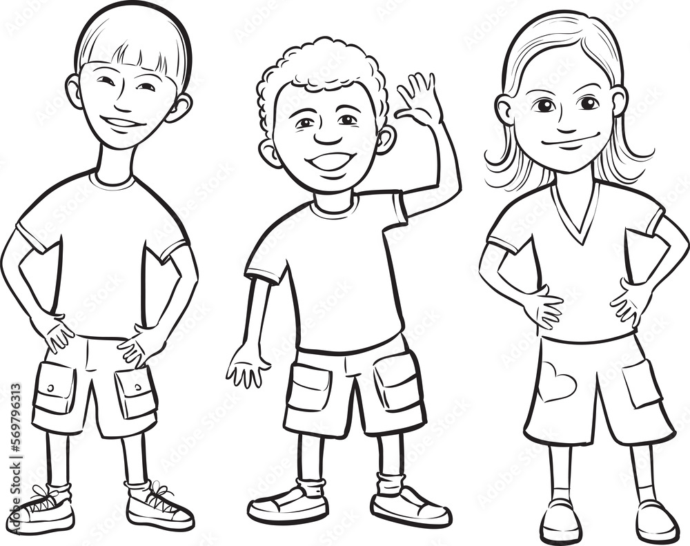 whiteboard drawing smiling kids standing - PNG image with transparent ...