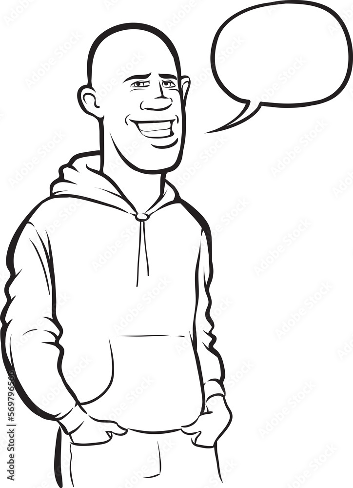 whiteboard drawing standing smiling bald young man - PNG image with ...