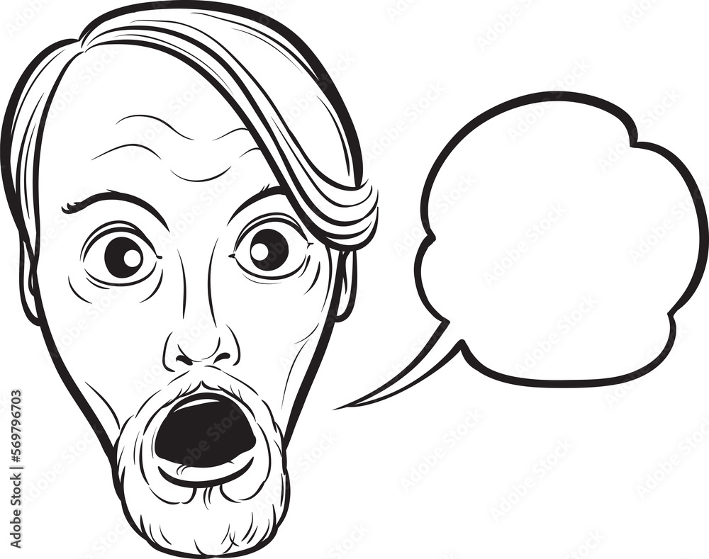 whiteboard drawing surprised bearded man - PNG image with transparent ...