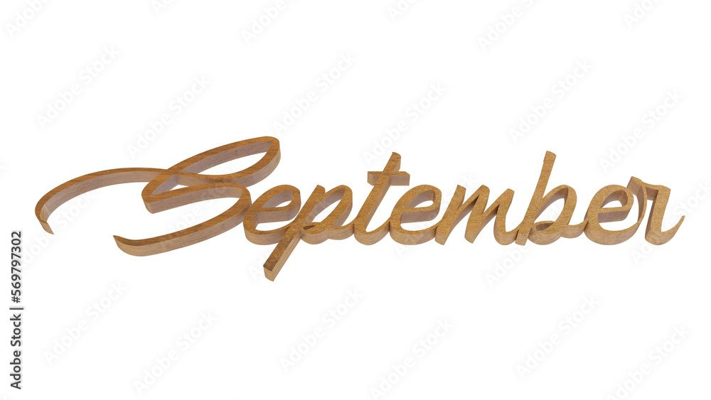 name of month September with wooden effect 3d rendering Stock ...