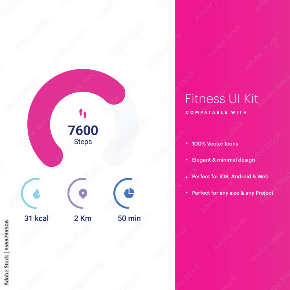 Fitness UI kit. Editable Ui kit. mobile app and website assets for ...
