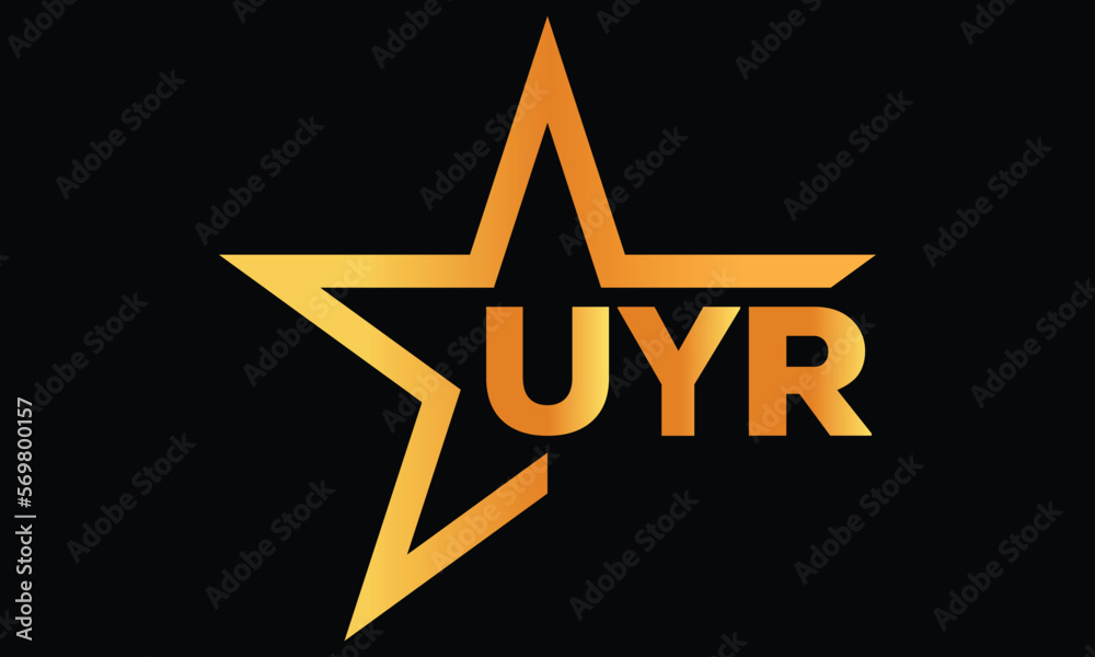 UYR golden luxury star icon three letter logo design vector template ...