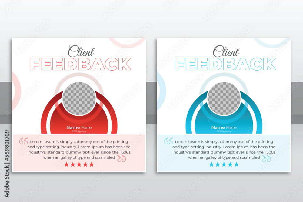 Creative and modern client testimonial social media post design bundle ...