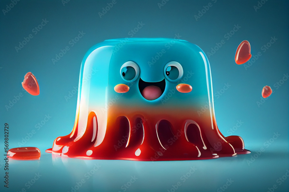 Cute Cartoon Jello Dessert Character. Created with Generative AI ...