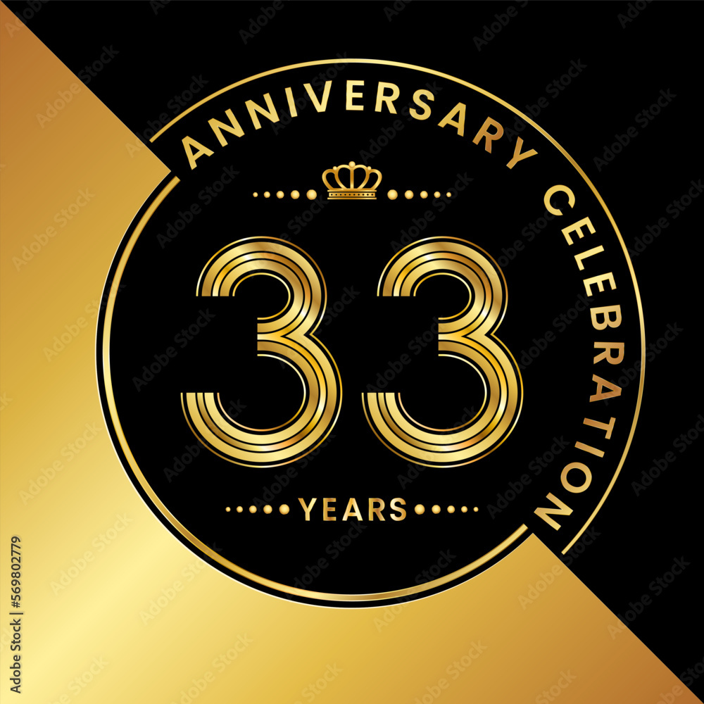 Vetor de 33th Anniversary. logo design with golden numbers and text for ...