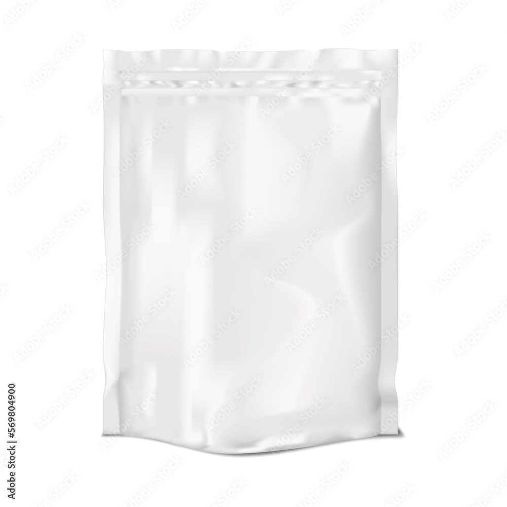 Poster Square blank white retort stand-up pouch with zip lock realistic ...