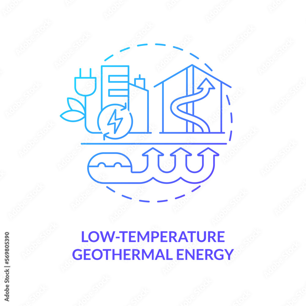 Low-temperature geothermal energy blue gradient concept icon. Generate ...