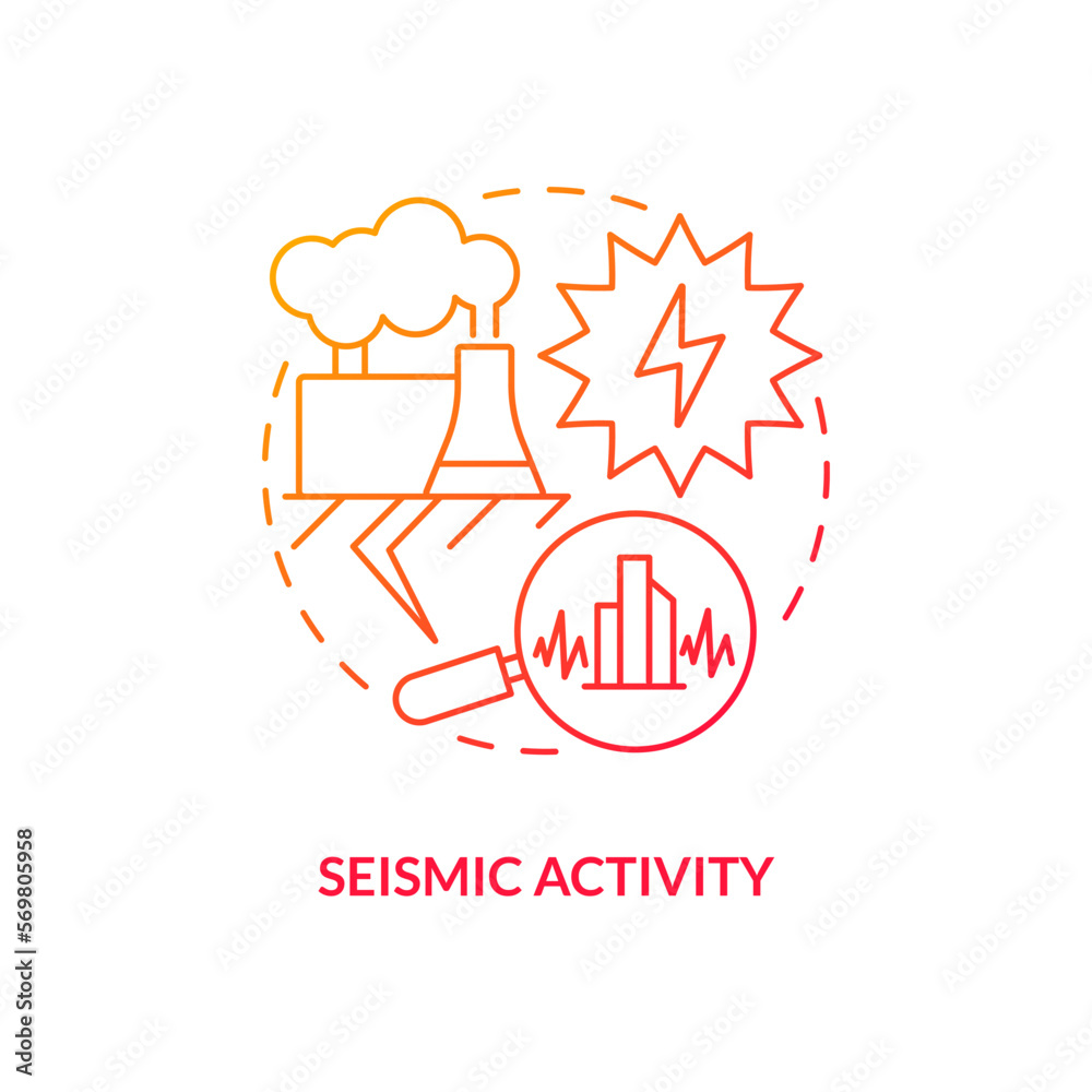 Seismic activity red gradient concept icon. Minor earthquakes ...