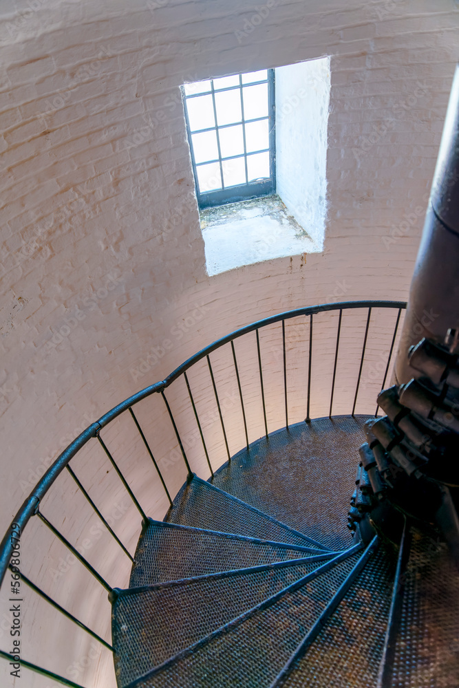 Miami, Florida- Cape Florida Lighthouse interior in Bill Baggs Cape ...