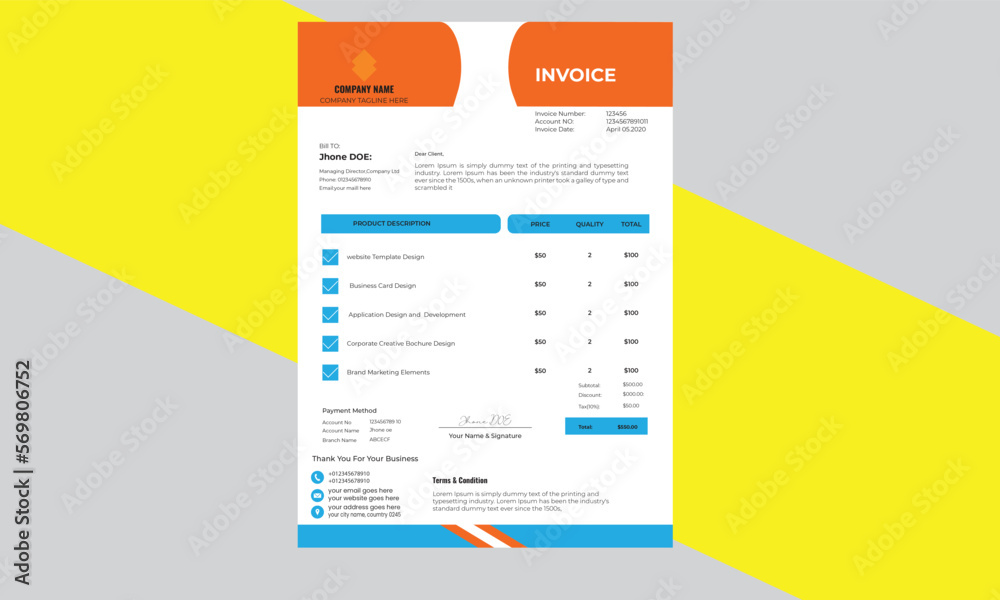 Unique Minimalist Invoice Easy to edit and customs, with a single page ...