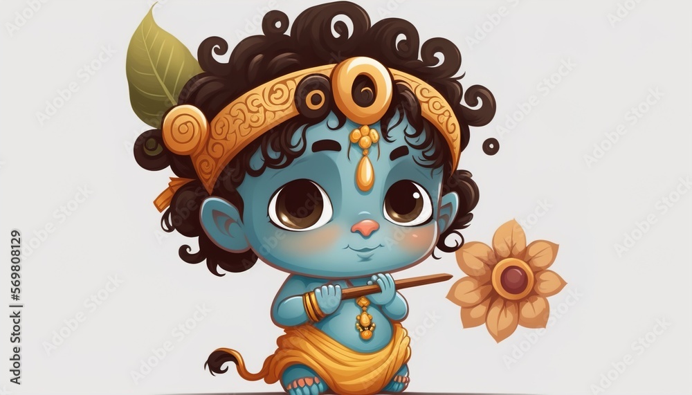 illustration of happy Janmashtami. cute baby krishna animated cartoon ...