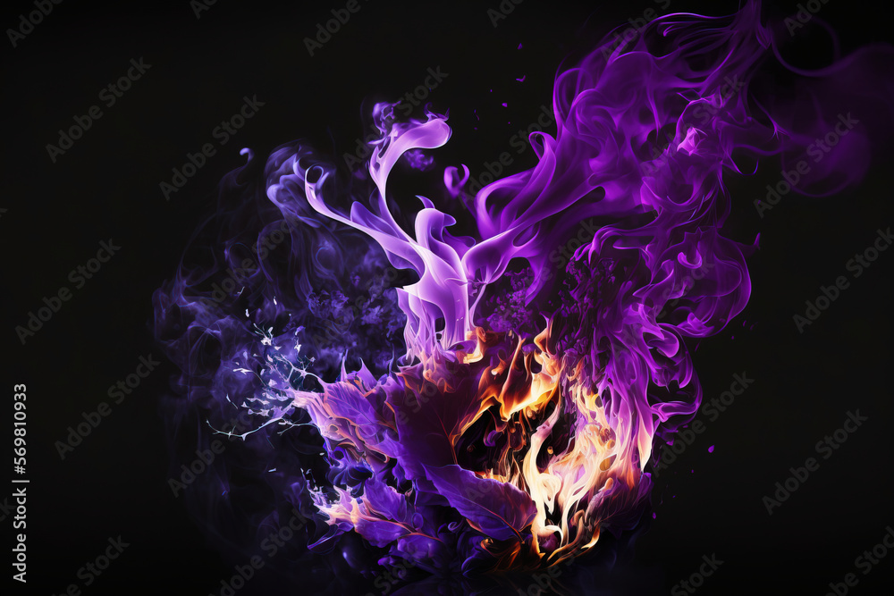 2d art purple swirl fire flames, fantasy inferno ignition, dark aura ...