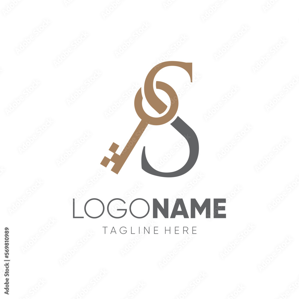 Initial Letter S Key Logo Design Vector Icon Graphic Emblem ...