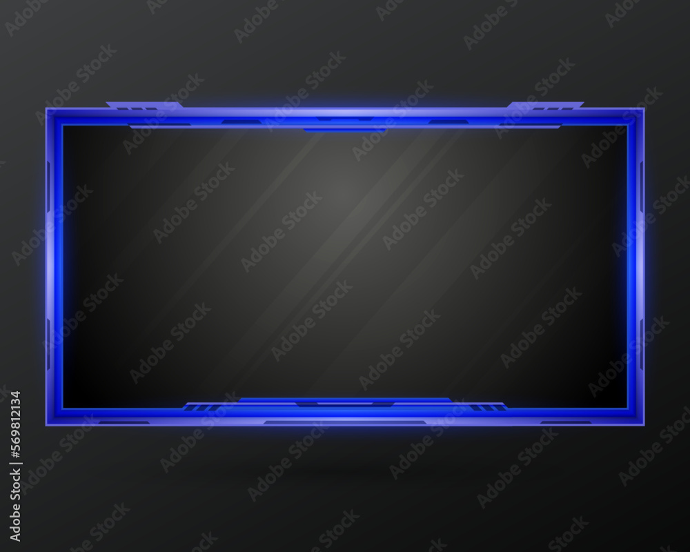 Abstract blue gui stream overlay webcam screen panel frame for video ...