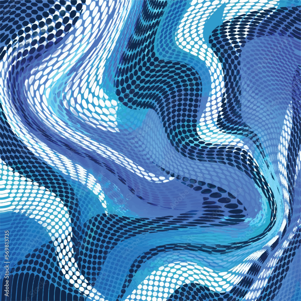 Blue, white, and black textured brush stroke polkadots decorative ...