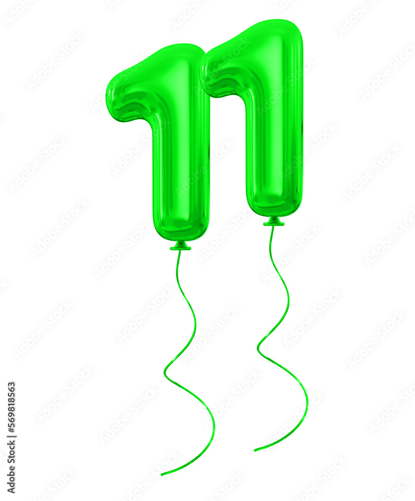 11 Green Balloon Number Stock Illustration | Adobe Stock