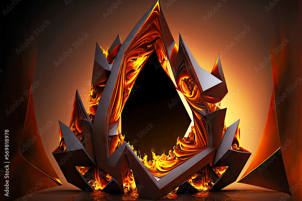 angular shapes resembling flame with smooth outpourings of scruture in ...