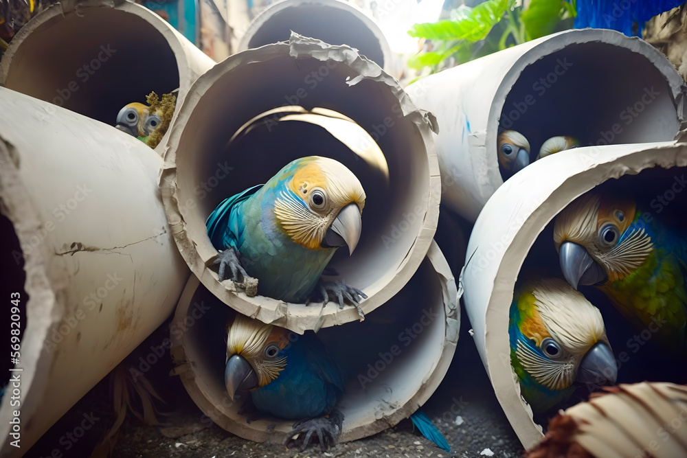 Macaw parrot, jaco, budgerigar and other exotic birds beauty animal ...