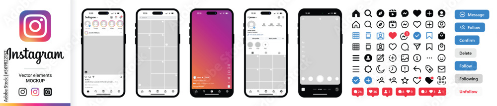 Instagram template on Apple Iphone mobile app. Instagram mockup on ...