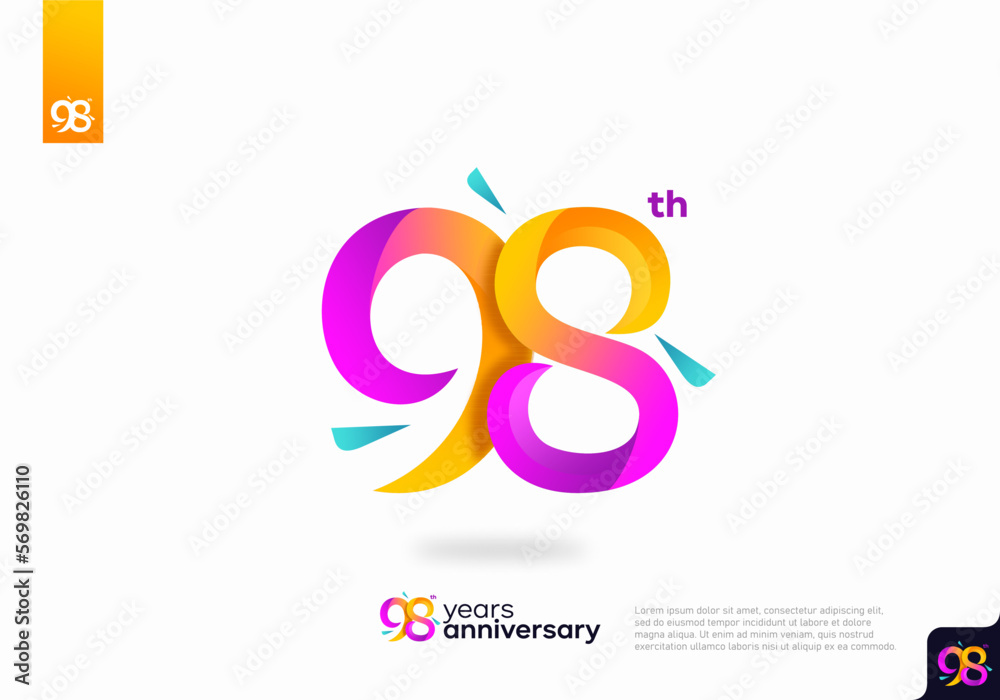Number 98 logo icon design, 98th birthday logo number, 98th anniversary ...