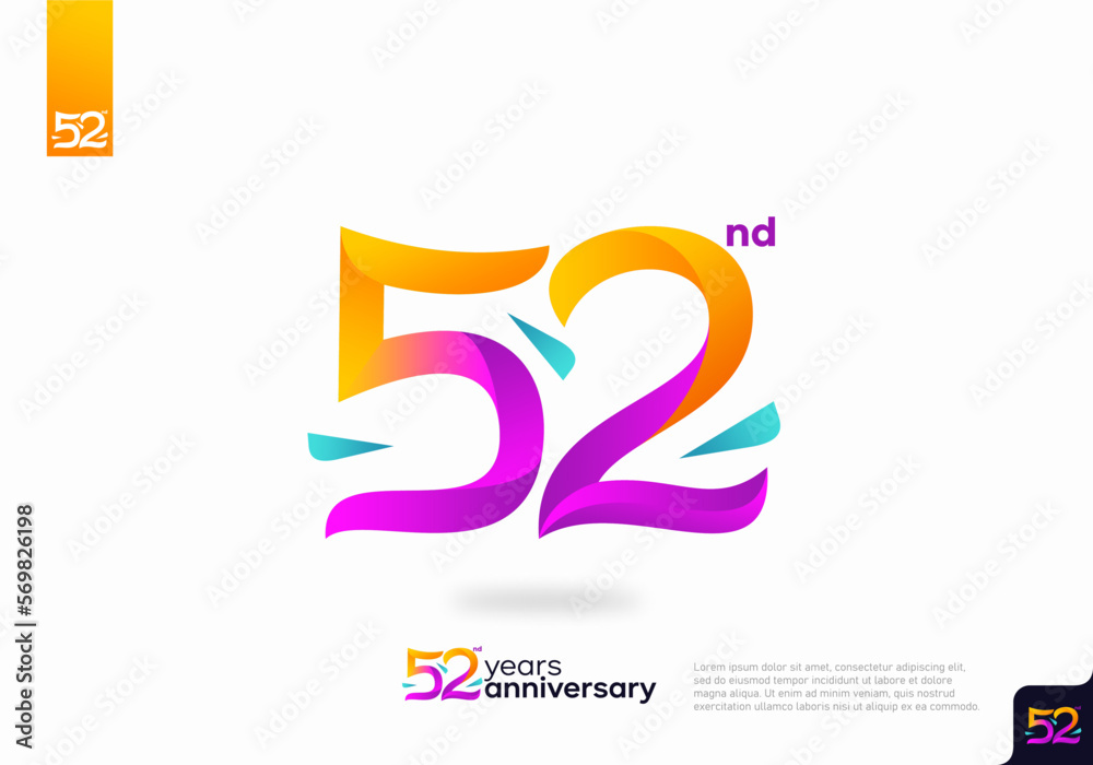 Number 52 logo icon design, 52nd birthday logo number, 52nd anniversary ...