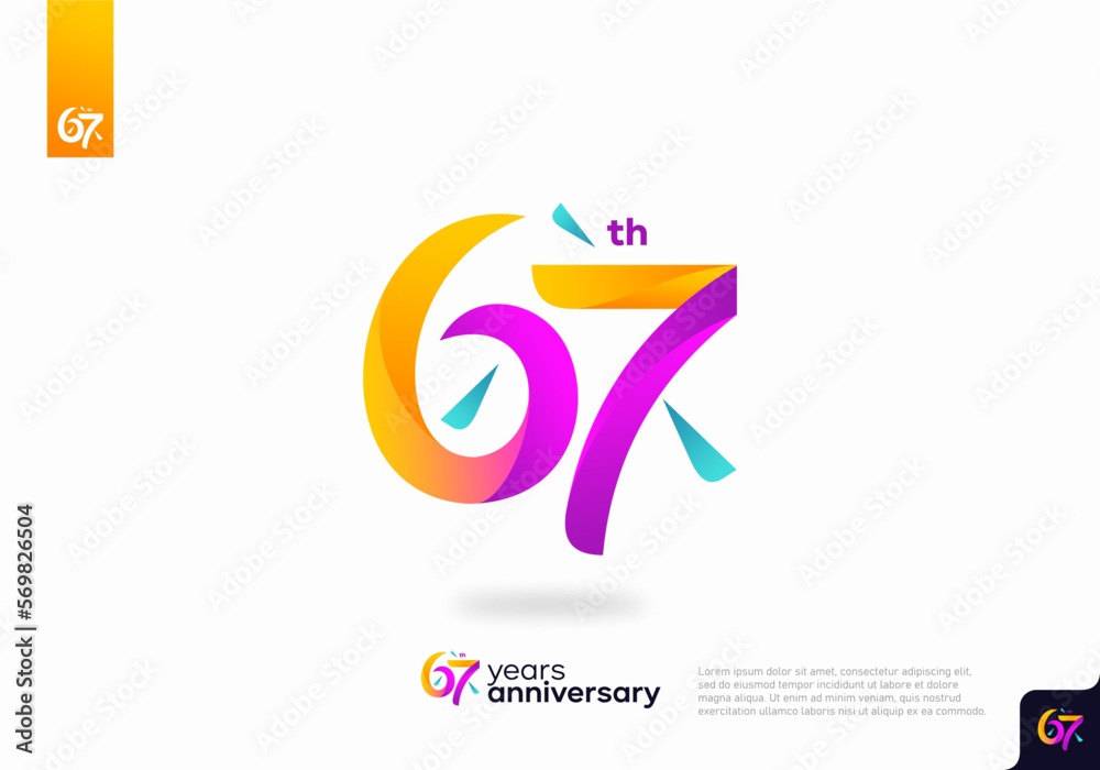 Number 67 logo icon design, 67th birthday logo number, 67th anniversary ...