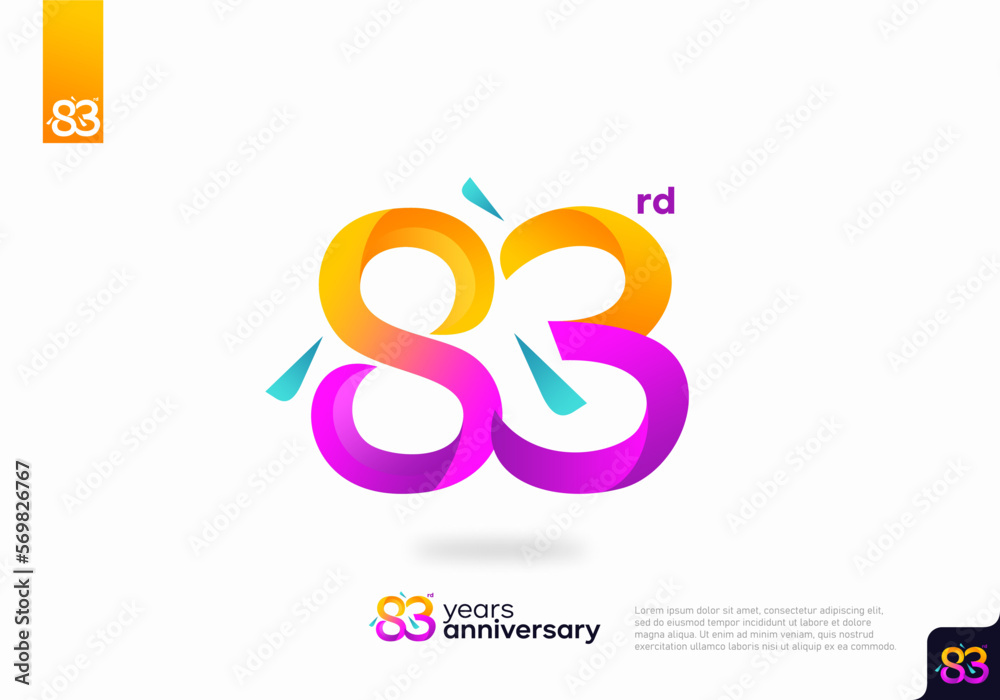Number 83 logo icon design, 83rd birthday logo number, 83rd anniversary ...