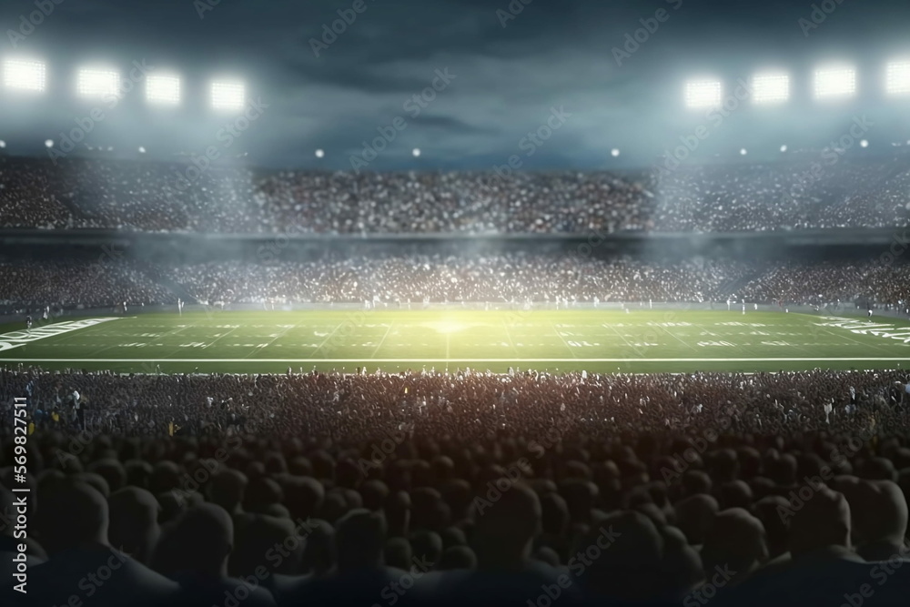 American football stadium with full of supporter crowd and epic ...